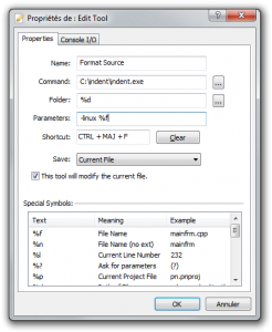 Configurer Programmer’s Notepad pour lancer Indent – Optimatek